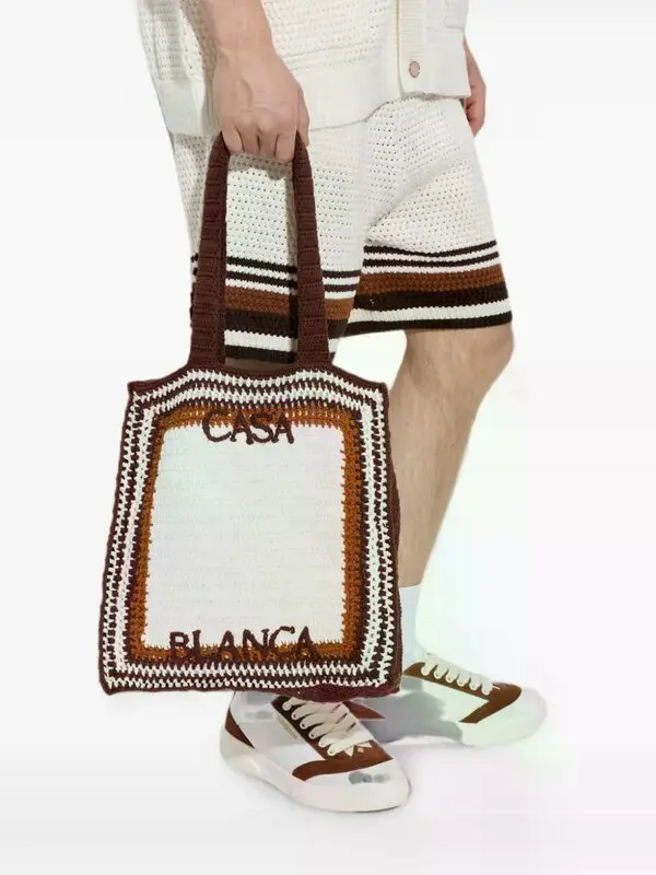 Casablanca Logo-embroidered Crocheted Tote Bag