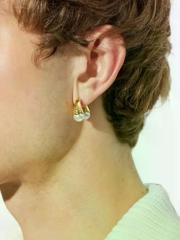 Casablanca Lotus Logo-detail Pearl Earrings - Gold