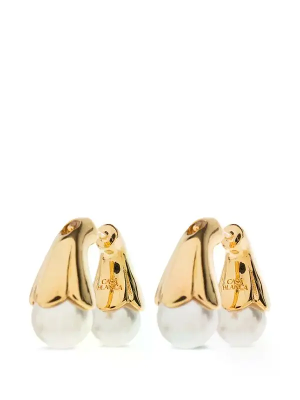 Casablanca Lotus Logo-detail Pearl Earrings - Gold