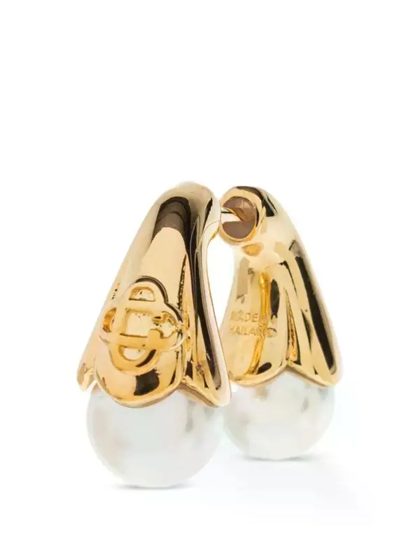 Casablanca Lotus Logo-detail Pearl Earrings - Gold