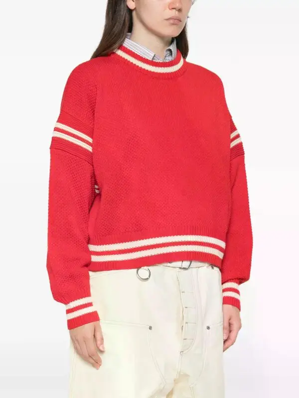 GOLDEN GOOSE Cotton Waffle Knit Sweater With Logo Detail