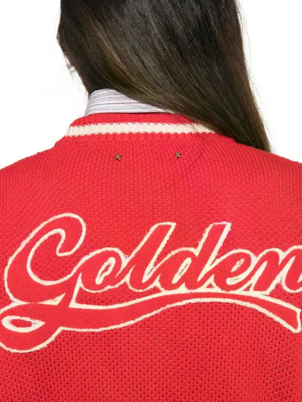 GOLDEN GOOSE Cotton Waffle Knit Sweater With Logo Detail