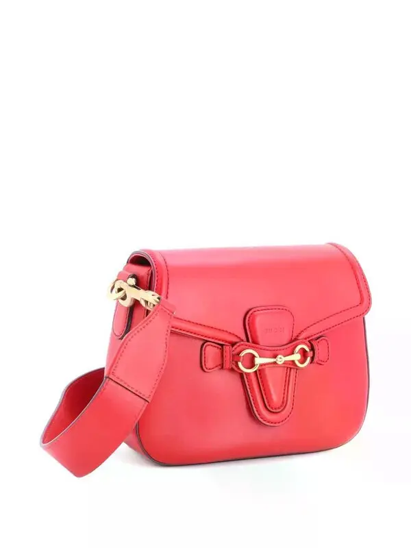 Gucci Lady Web Leather Medium Shoulder Bag - Red
