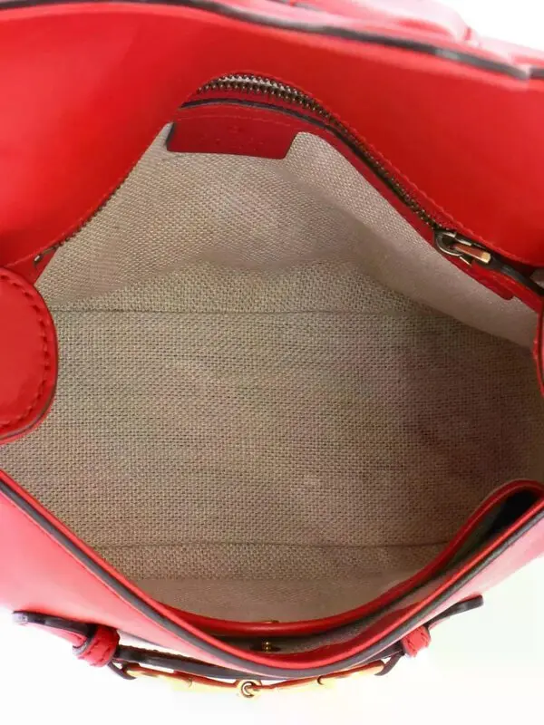 Gucci Lady Web Leather Medium Shoulder Bag - Red