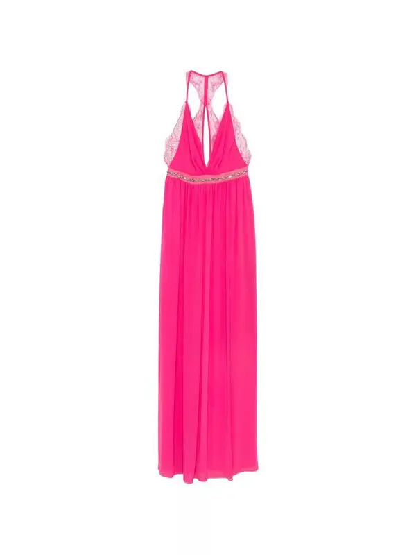ANNA MOLINARI Lace-trim Embellished Maxi Dress - Pink