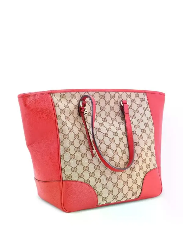 Gucci Gg Canvas Leather Medium Tote Bag - Brown