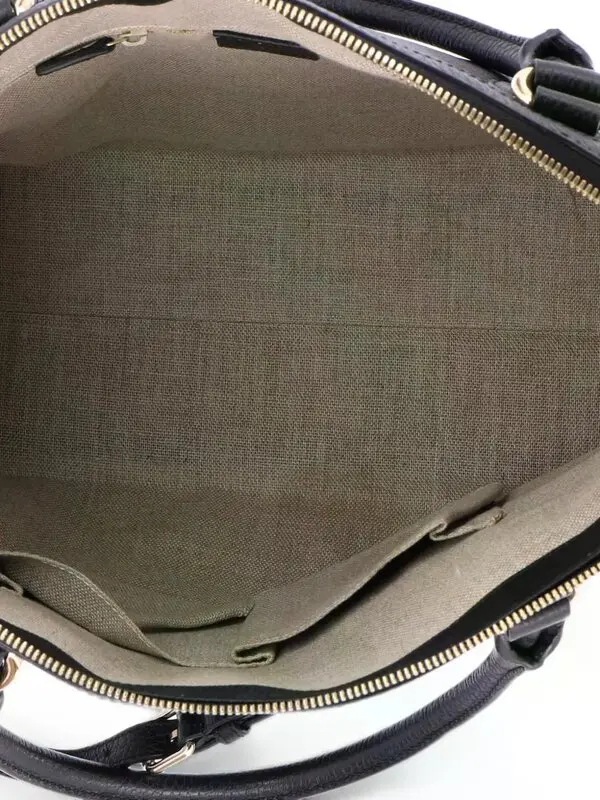 Gucci Gg Charm Convertible Dome Leather Medium Satchel - Black