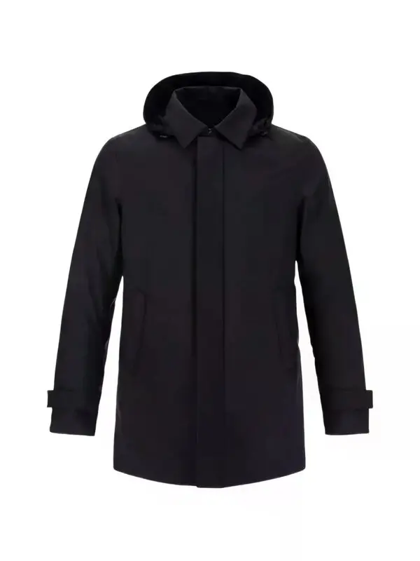 Herno Hooded Concealed-fastening Coat - Black