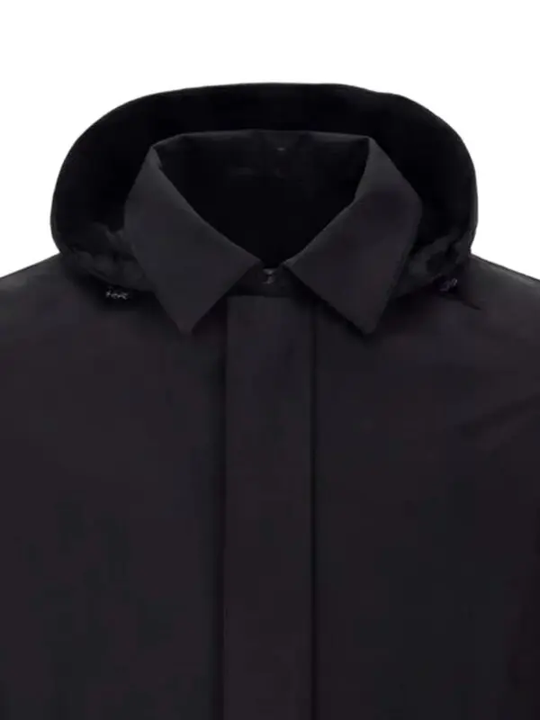 Herno Hooded Concealed-fastening Coat - Black