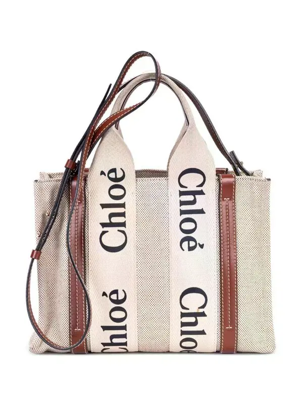 Chloé Woody Logo-strap Tote Bag - Neutrals