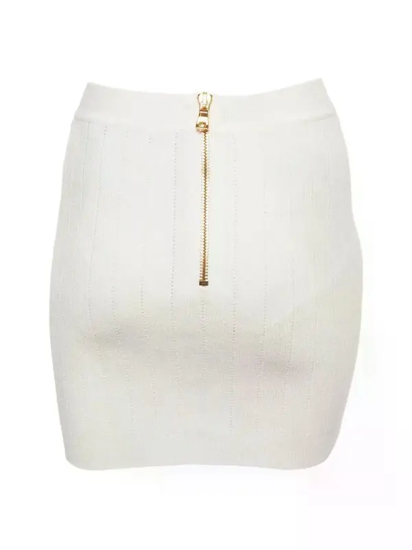 Balmain Rib-knit Mini Skirt With Button Embellishments - White