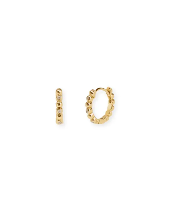 INARI JEWELLERY Bauble Huggie Earrings In Vermeil With White Topaz - Gold