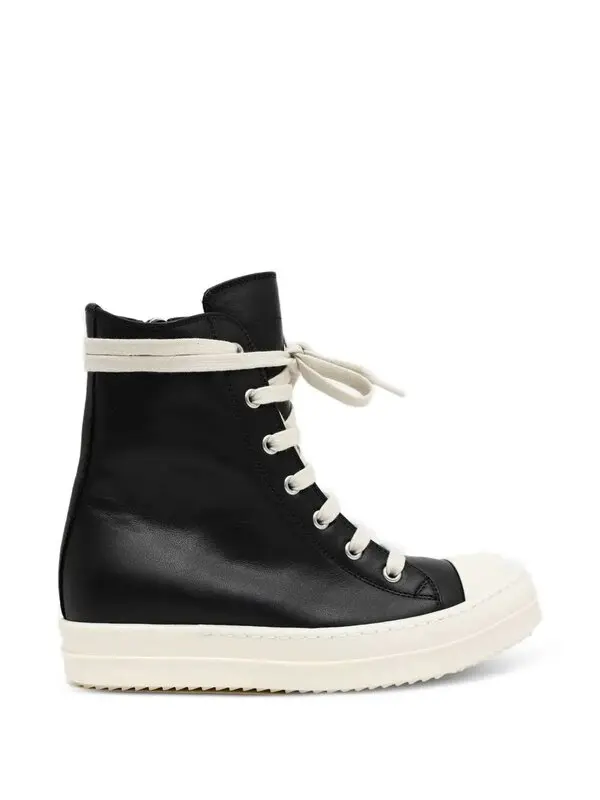Rick Owens Leather Lace-up High Top Sneakers