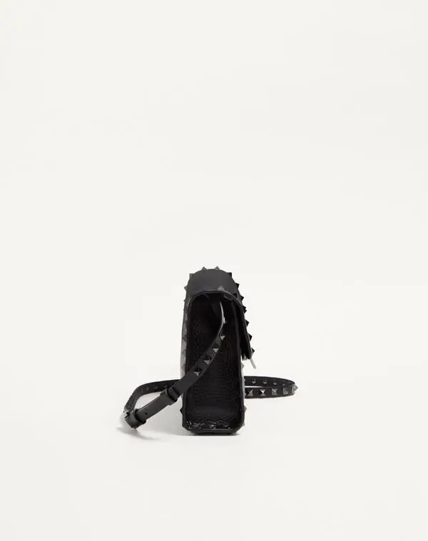 Valentino Garavani Small Rockstud Grainy Calfskin Crossbody Bag - Black