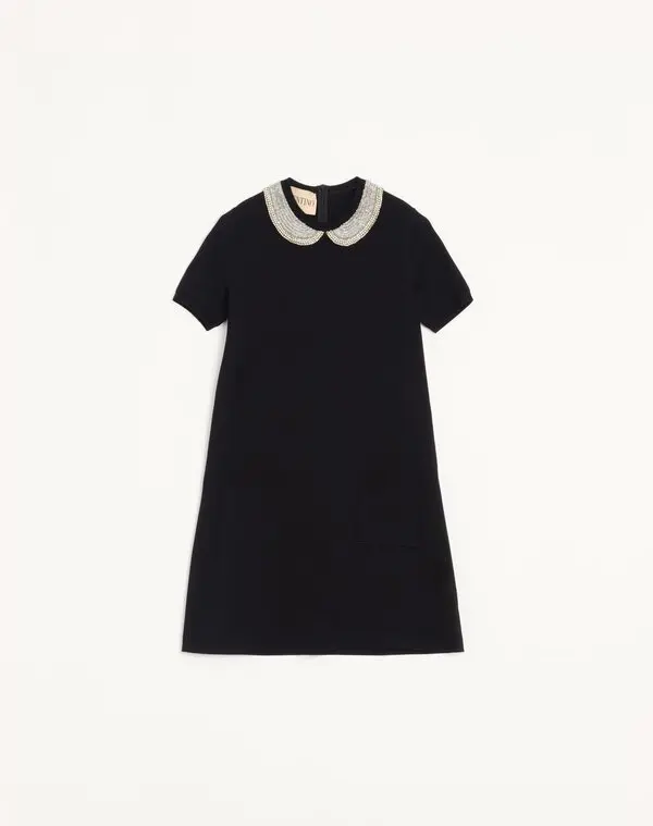 Valentino Garavani Embroidered Stretch Viscose Dress - Black