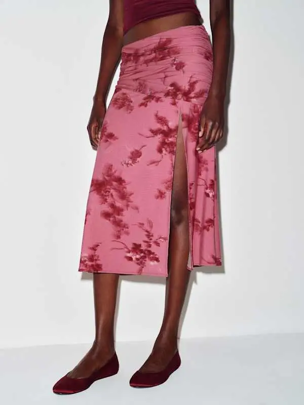 REFORMATION Sadie Knit Skirt - Pink