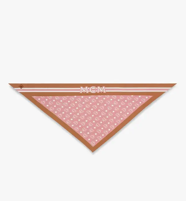 Mcm Monogram Print Triangle Silk Scarf - Soft Pink