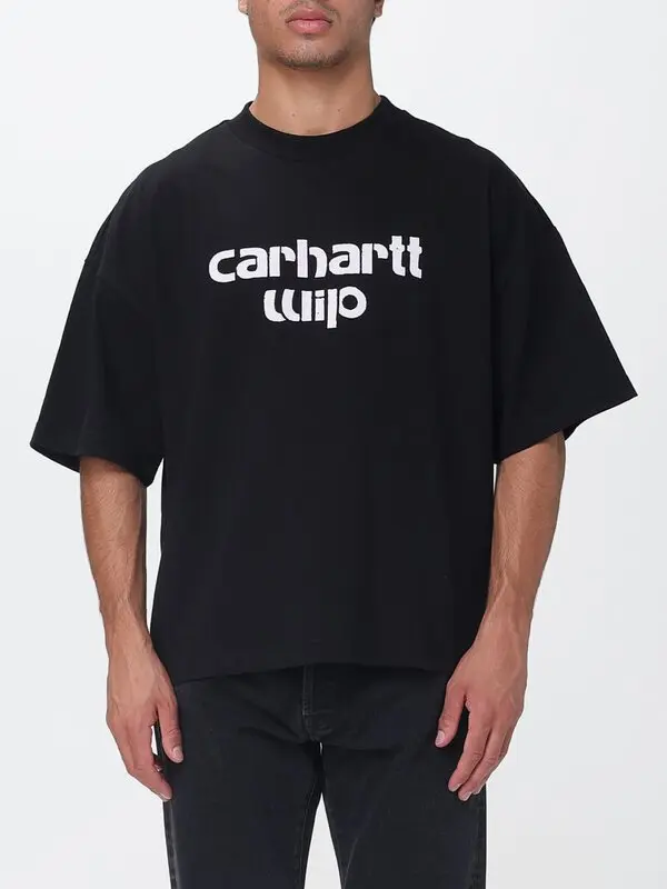 Carhartt Work In Progress Front Logo Print Cotton T-shirt - Black