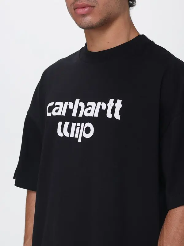 Carhartt Work In Progress Front Logo Print Cotton T-shirt - Black