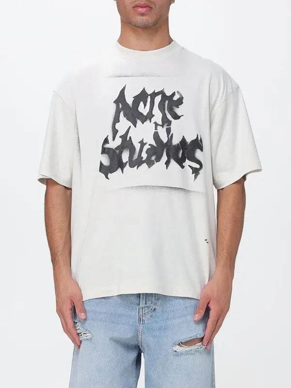 Acne Studios Cotton T-shirt With Printed Logo And Dropped Shoulders