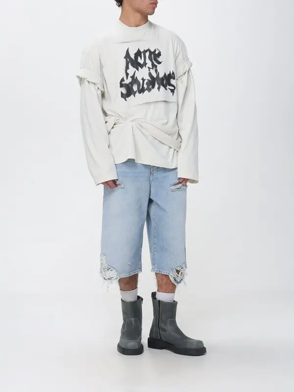 Acne Studios Cotton T-shirt With Printed Logo And Dropped Shoulders