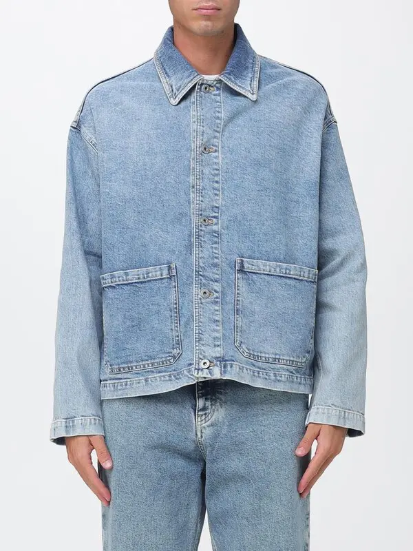Emporio Armani Relaxed Fit Cotton Denim Shirt Jacket With Patch Pockets - Blue