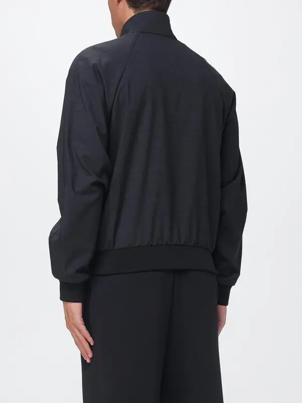 Emporio Armani Wool-blend Bomber Jacket With High Neck And Tone-on-tone Logo - Grey