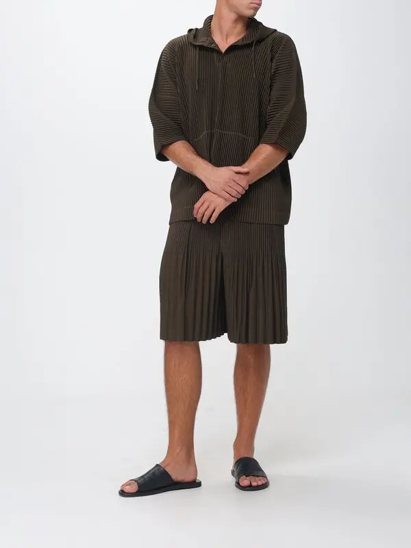 Issey Miyake Homme Plissé Textured Pleated Hoodie - Brown