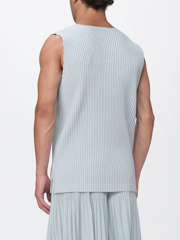 Issey Miyake Homme Plissé Pleated Technical Crêpe U-neck Tank Top - Grey
