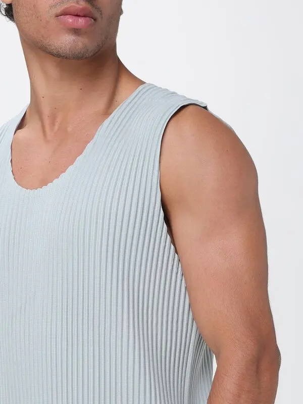 Issey Miyake Homme Plissé Pleated Technical Crêpe U-neck Tank Top - Grey