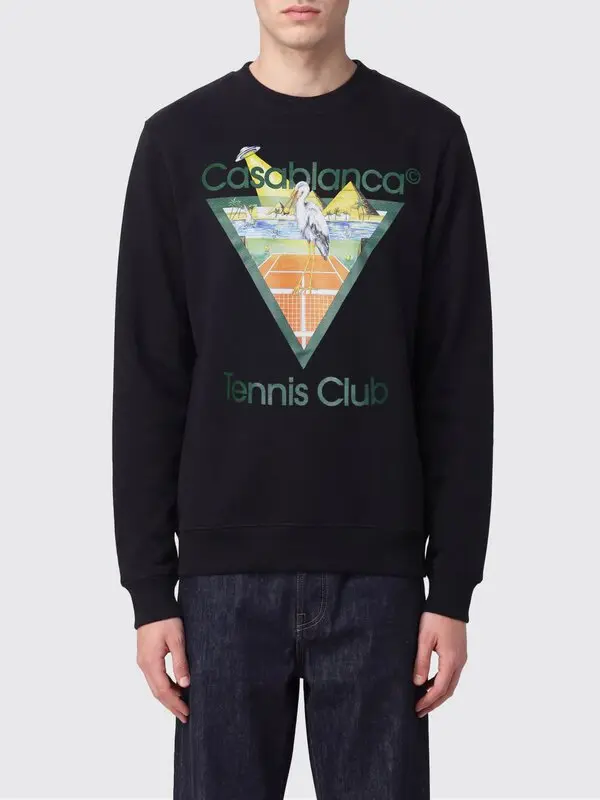 Casablanca Cotton Crewneck Sweatshirt With Logo Print - Black 1