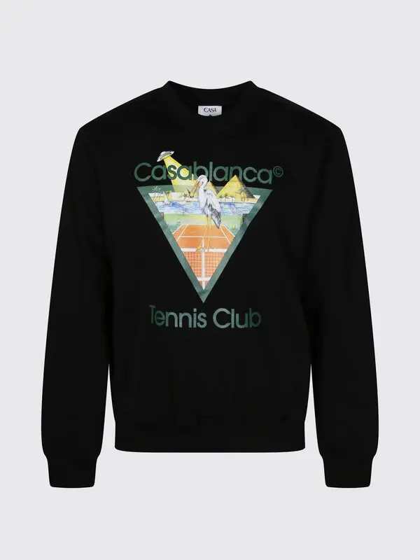 Casablanca Cotton Crewneck Sweatshirt With Logo Print - Black 1