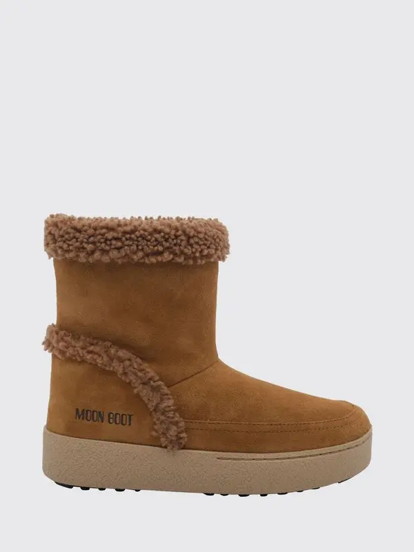 Moon Boot Shearling Trimmed Boots - Brown