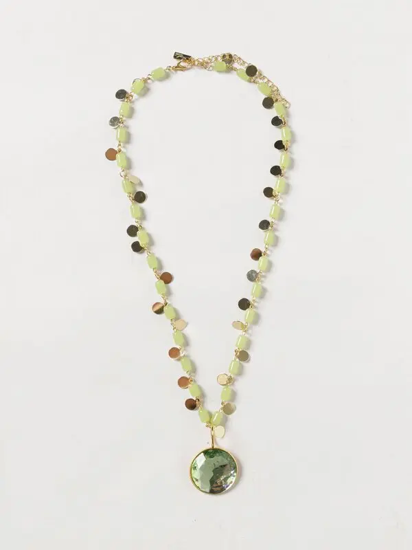 ALLUJEWELS Martina Metal And Resin Necklace With Crystals And Charms - Green