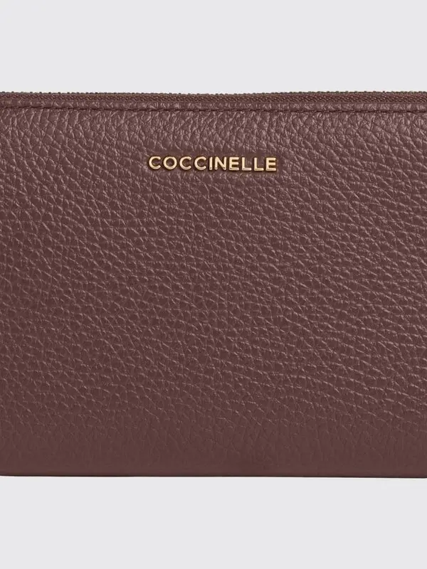 COCCINELLE Metallic Soft Grained Leather Continental Wallet - Burgundy