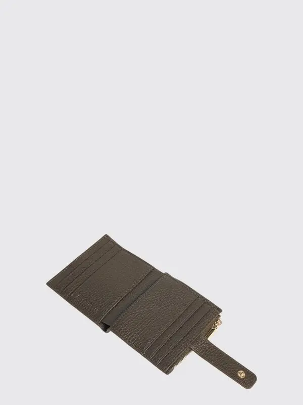 COCCINELLE Metallic Soft Bifold Grained Leather Card Holder - Green