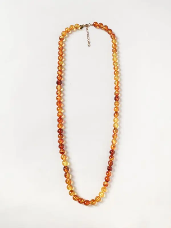 ALLUJEWELS Metal Necklace With Colored Stones And Crystals - Amber