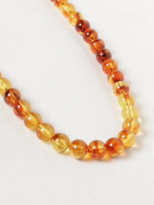 ALLUJEWELS Metal Necklace With Colored Stones And Crystals - Amber