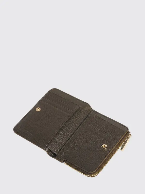 COCCINELLE Metallic Soft Bifold Grained Leather Wallet - Green