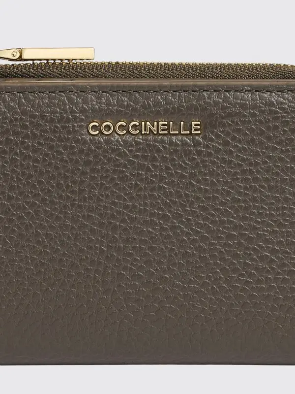 COCCINELLE Metallic Soft Bifold Grained Leather Wallet - Green