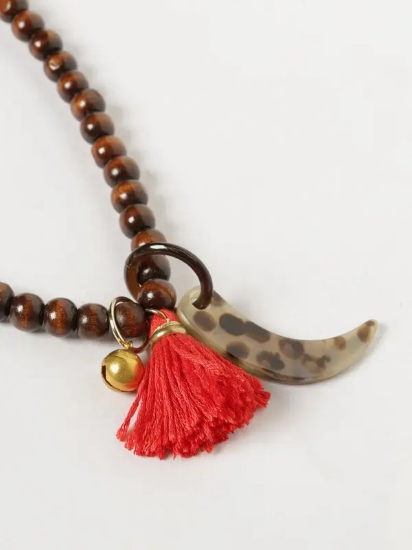 ALLUJEWELS Wood And Resin Necklace With Charms And Tassels
