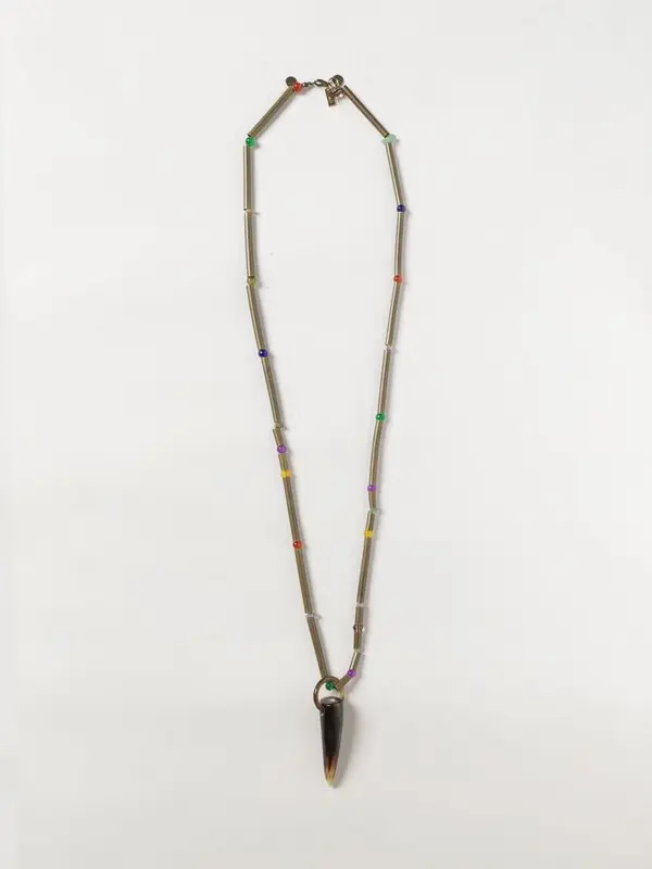 ALLUJEWELS Resin, Horn, And Metal Necklace With Sliding Pendant - Gold