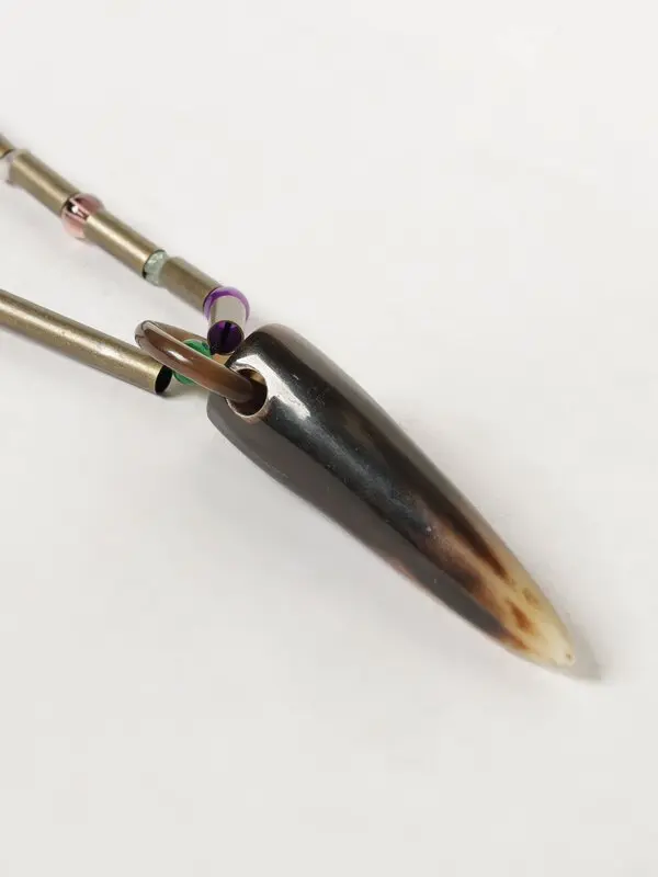 ALLUJEWELS Resin, Horn, And Metal Necklace With Sliding Pendant