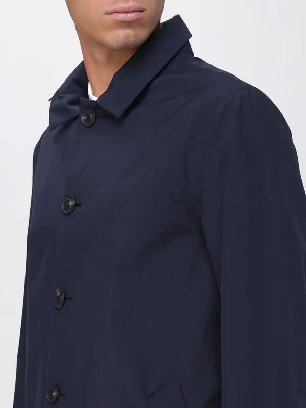 SAVE THE DUCK Short Technical Fabric Raincoat With Removable Hood - Blue
