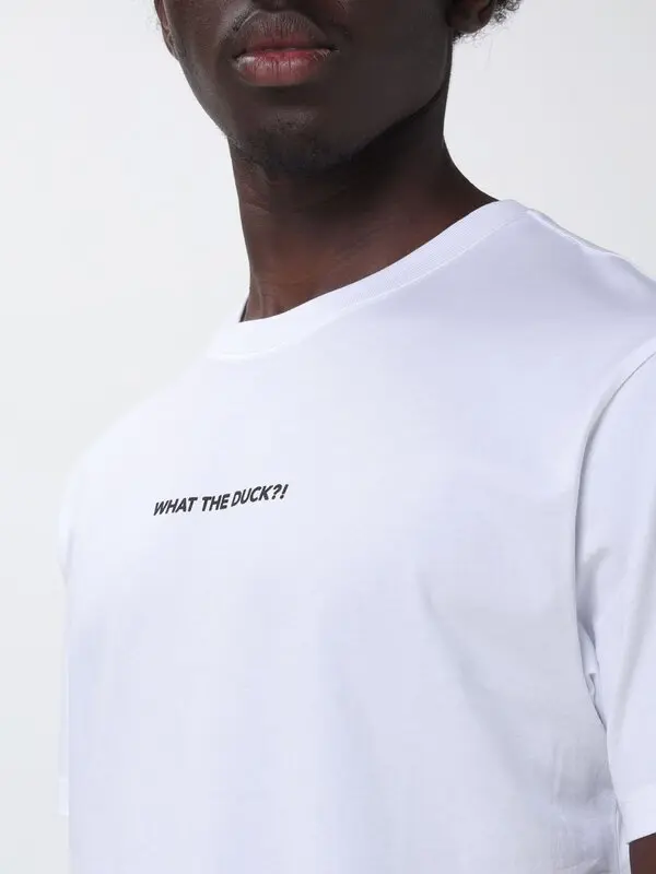 SAVE THE DUCK Pure Cotton Crewneck T-shirt With Graphic Slogan Print By - White