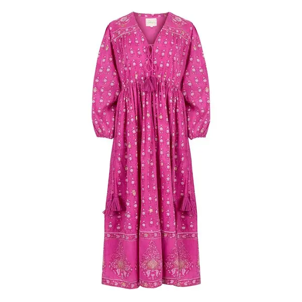 DILLI GREY Fifi Boho Midaxi Dress In Magenta