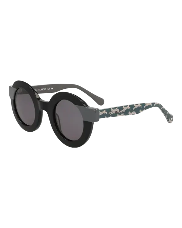 DOLORES PROMESAS And Gray Round Cut Glasses With Lynx Print