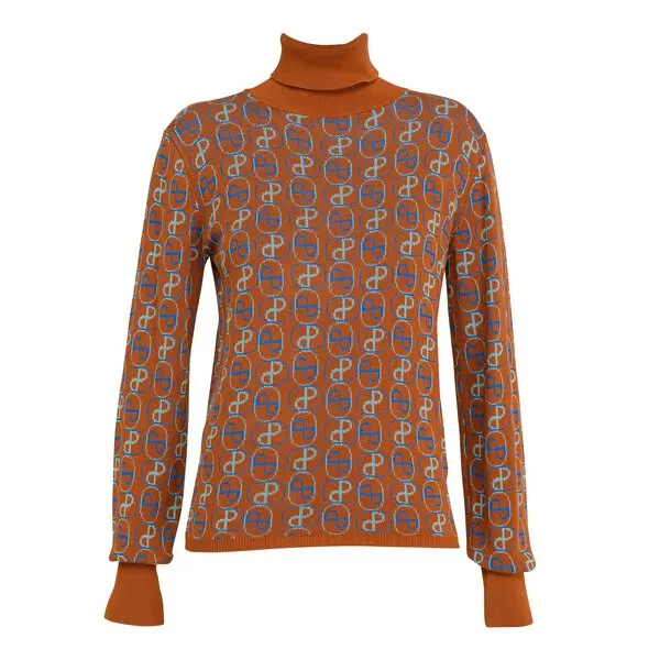 DOLORES PROMESAS Camel And Blue Knitted Sweater