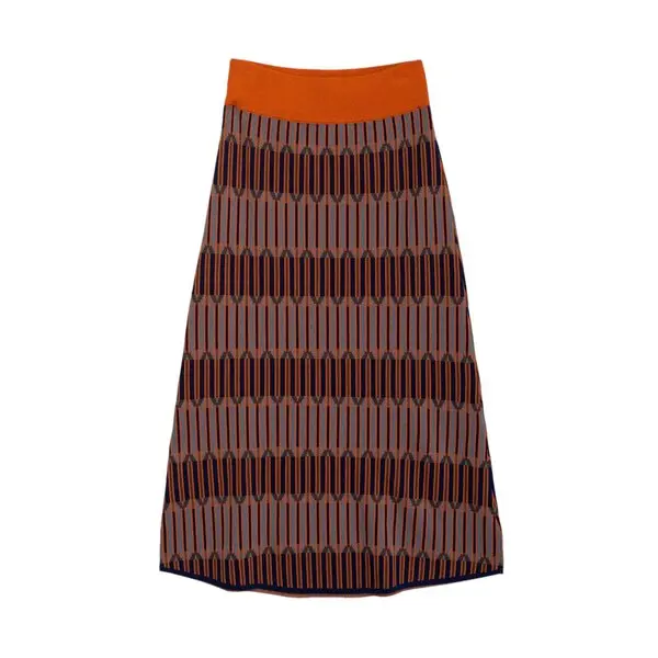DOLORES PROMESAS Geometric Print Midi Skirt
