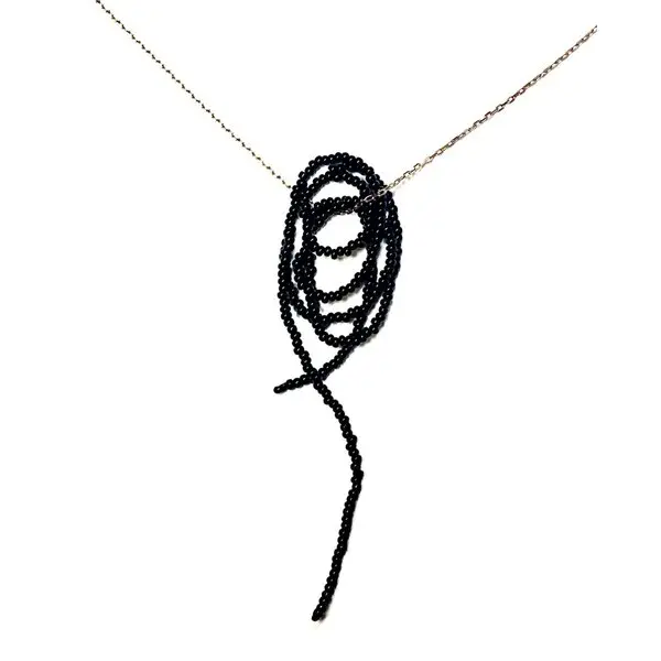 DOPAMINE FIX BY MARTINA NUNEZ Beaded Twisted Pendant Necklace - Black